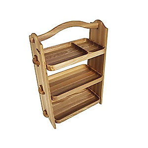 Wooden Wedge Shelves, 3 Tier Storage Organizer, Holder Handcrafted for Bathroom Living Room, Bedroom, Kitchen, Wood Rack for Countertop, Made in Europe, Gift Idea