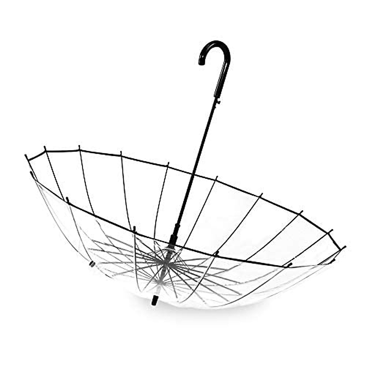 ThreeH Clear Large Umbrella Windproof Auto Open 16 Steel Ribs Classic Transparent Umbrella Unisex adult,KS10 Black