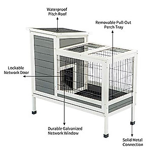 Aoxun Rabbit Hutch - Hutch Bunny Cage Pet House for Small Animals Guinea Pig with Ventilation Door & Legs Removable Tray Indoor/Outdoor Waterproof