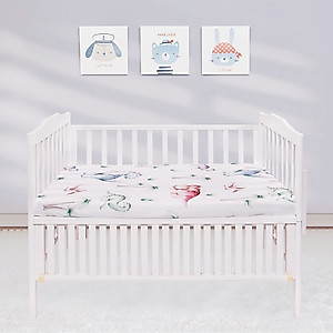 Western Living Dinosaur Crib Sheet, Unisex Dino Nursery Decor Watercolor Design Portable Infant Dino Fitted Crib Sheet Blanket, Dinosaur Room Decor for Infants, Toddlers, Baby Boy & Girl…