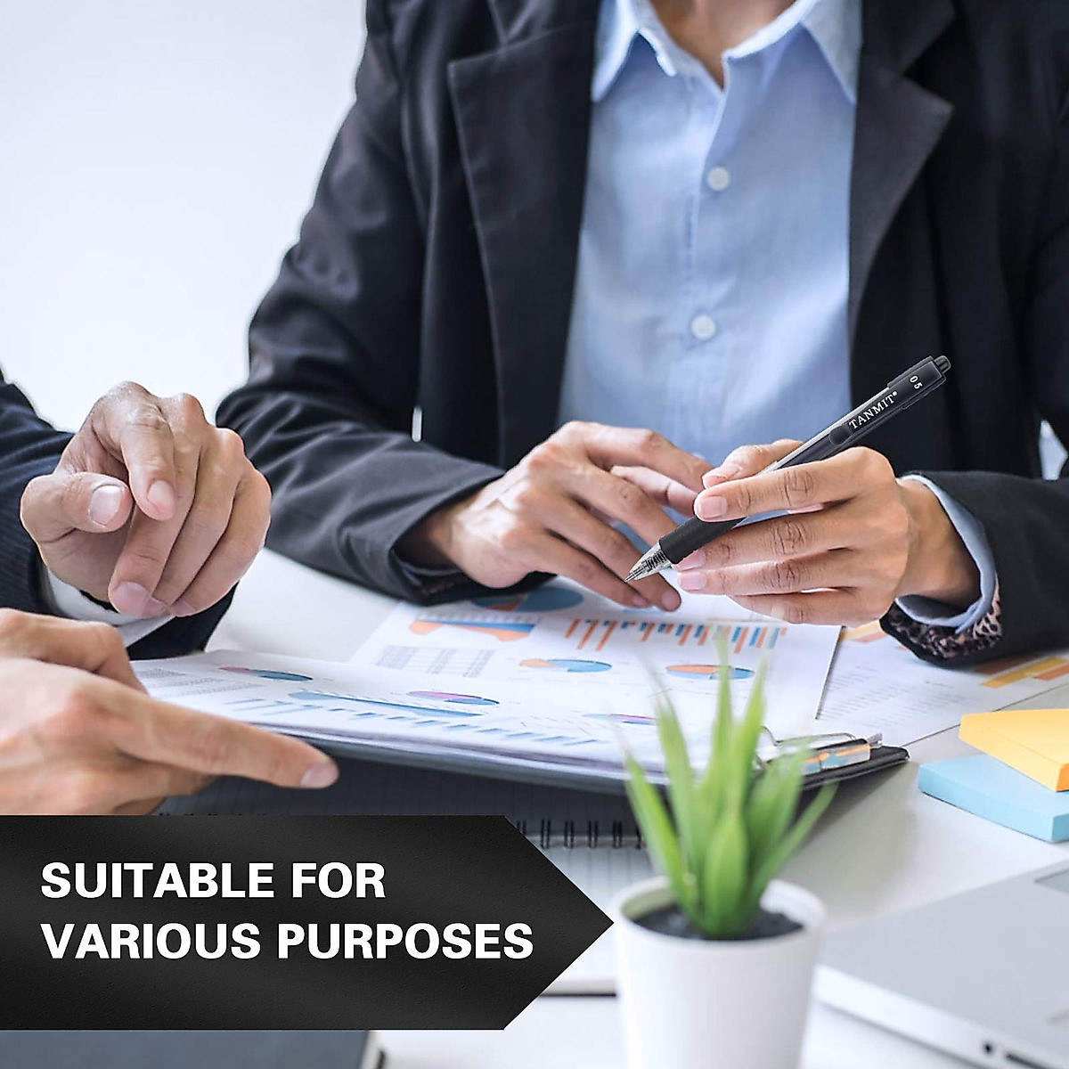 TANMIT Black Gel Pens, Retractable Roll Ball Gel Pen, 30 Black Pens Fine Point With Comfortable Grips for Smooth Writing