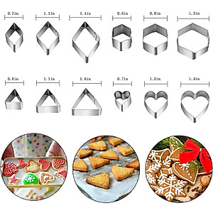 Mini Cookie Cutter Set, 30 Tiny Stainless Steel Cookie Stamps of Rectangle Square Heart Star Triangle Round Tiny Circle for Out Pastry Dough, Pie Crust & Fruit, Fondant