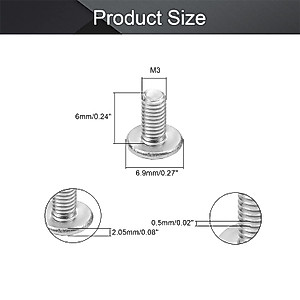 MroMax 30Pcs M3 x 6mm Truss Head Phillips Machine Screw, 304 Stainless Steel (A2-70), Fully Thread, Metric Silver Gray Truss Cross Head Screws Bolts for Home Small Appliance Electronic Instrument