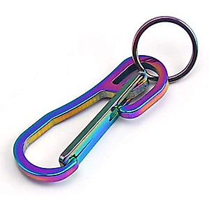 2 Pack Carabiner Clip Retractable Ring Set Titanium KeyChain Quick Release Hooks for Men Women