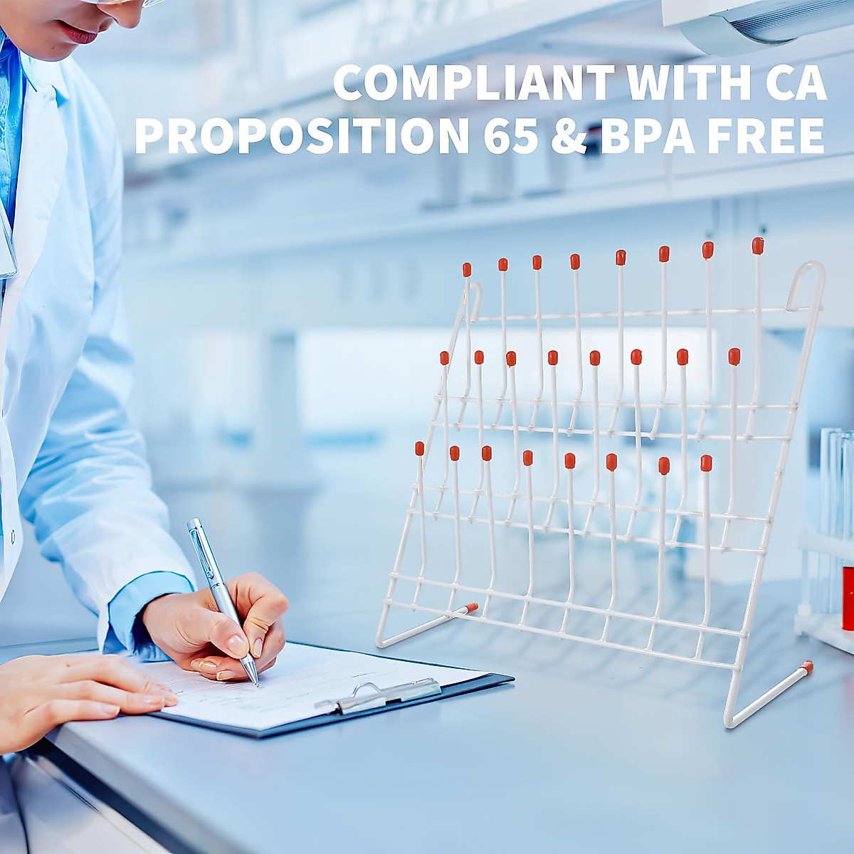 Baluue Test Tube Rack Laboratory Drying Rack Lab Glassware Drying Draining Rack Desk Top Lab Supply Cleaning Equipment for Education or Lab Science Use