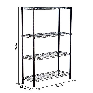 TRINITY 4-Tier NSF Wire Shelving Rack, 36 by 14 by 54-Inch, Bronze