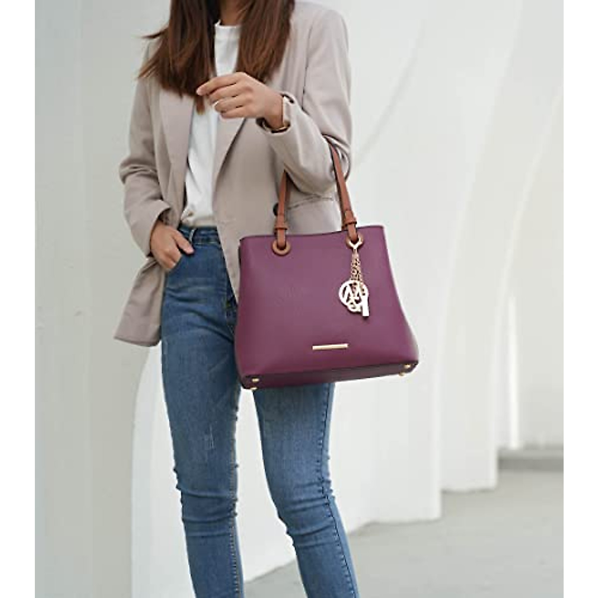 MKF Collection Tote Bag for Women, Vegan Leather Top-Handle Handbag Crossover Purse