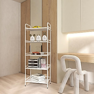 HDANI 5-Tier Standing Storage Shelf, Utility Shelves for Storage, Multifunctional Metal Storage Rack for Kitchen, Garage, Office, Bedroom (White, 23.6''Wx13.8''Dx63''H)