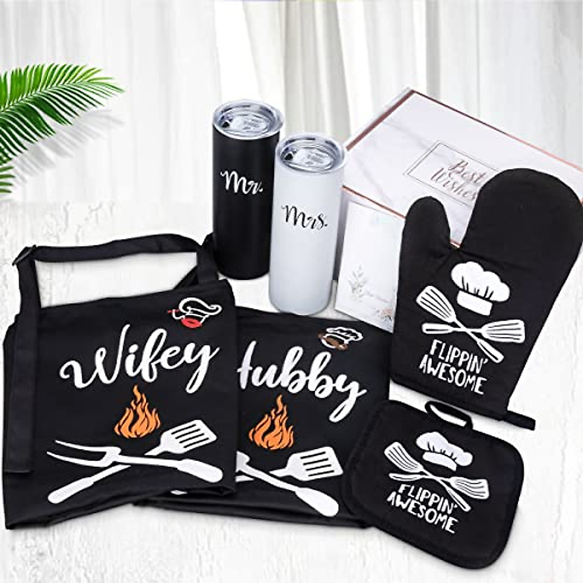 Wedding Gifts,Couples Gifts Engagement Gifts For Couples Unique,Bridal Shower Gift for Bride and Groom,Newlywed Mr and Mrs Stainless Steel Tumbler Gift,Anniversary Funny Aprons Gifts for Husband Wife