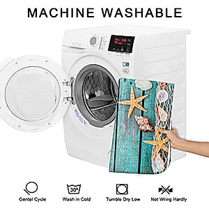 3 Piece Bath Rugs Mat Set, Bath Mat for Bathroom, Bathroom Mats Rugs Flannel Mats, Machine Washable Carpets Floor Mat for Bathroom Kitchen, Tub Toilet Contour Mat Lid Cover, Beach Starfish Decorations