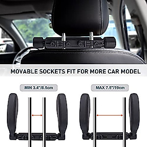 KUNGKIC Car Headrest Pillow,Full Grain Leather,U Shaped Car Seat Adjustable Head Neck Support,Sleeping Travel Car Pillow,Sleep Cushion Car Side Pillow for Kids Adults Elders (Black)