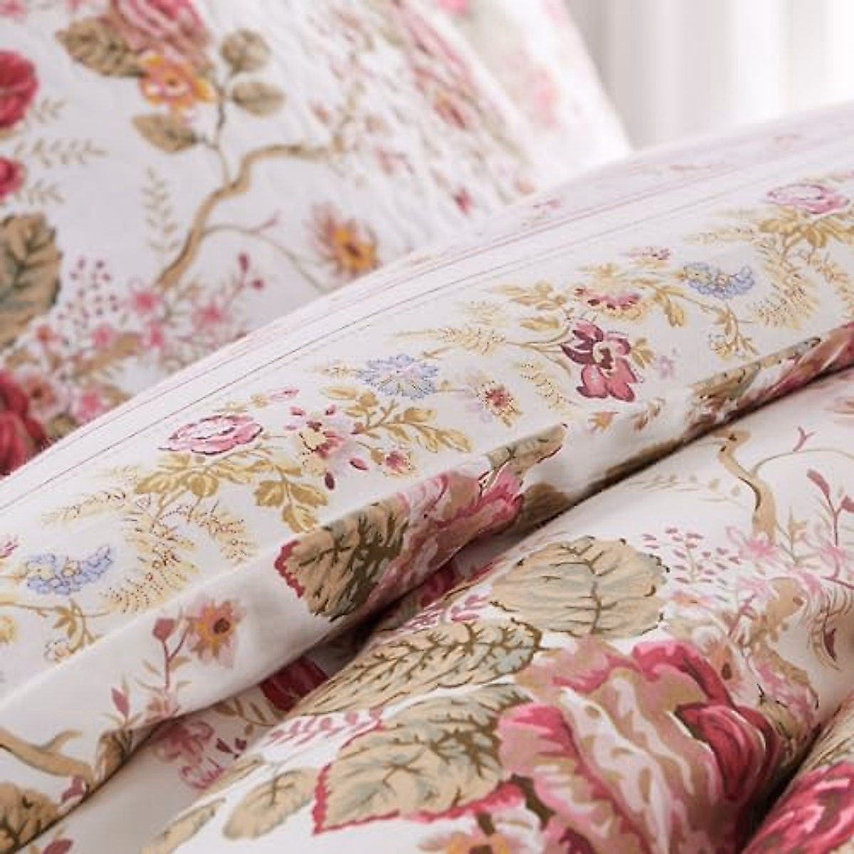 Greenland Home Antique Rose 100% Cotton Floral Duvet Cover Set, 3-Piece King/Cal King, Ivory