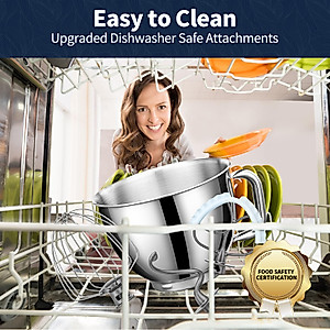 Stand Mixer, 6 QT 600W Tilt-Head Dough Mixer, 6+P speed Mixers Kitchen Electric Stand Mixer with Stainless Steel Bowl, Dishwasher-Safe Dough Hook, Flat Beater, Wire Whisk, Splash Guard, Grey