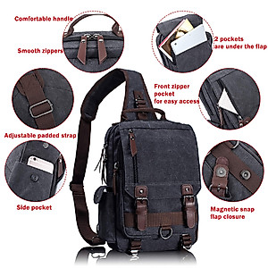 Leaper Retro Crossbody Bag Sling Bag Canvas Messenger Bag for Men Women Shoulder Bag Crossbody Handbags Satchel Army Green, L