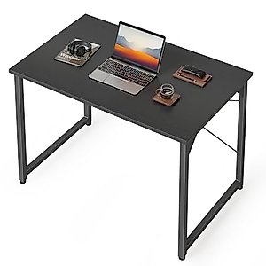 CubiCubi Small Computer Desk 40 Inch Home Office Multipurpose Writing Desk with Extra Storage Rack and Moveable Shelf, Brown