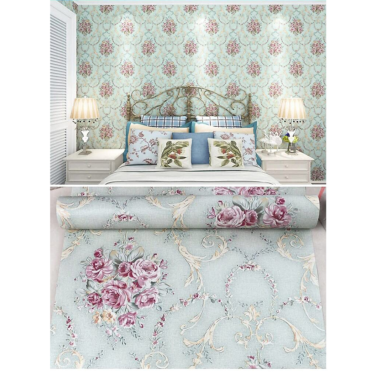 HOYOYO Self-Adhesive Shelf Liners Paper, Removable Self Adhesive Shelf Liner Dresser Drawer Wall Stickers Home Decoration,Grey Peony Floral 17.8 x 118 Inches