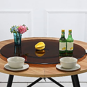 Round Turntable Rotating Dining Table Tempered Glass Table Top Lazy Susan Transparent Serving Plate Serving Tray, Dining Table Turntable Explosion-proof, Brown 70cm Aluminium Alloy Swivel Turntable (