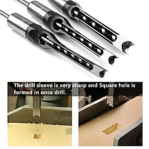 ATOPLEE Square Hole Drill Bits for Wood,3pcs HSS Woodworking Square Mortise Drill Bit,5/16 Inch 3/8 Inch 1/2 Inch (All of Sizes)