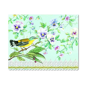 Carol Wilson Fine Arts Inc.- Pansies & Warbler - Embossed & Die Cut Blank Note Cards in Portfolio Box - 10 count - ncp2449