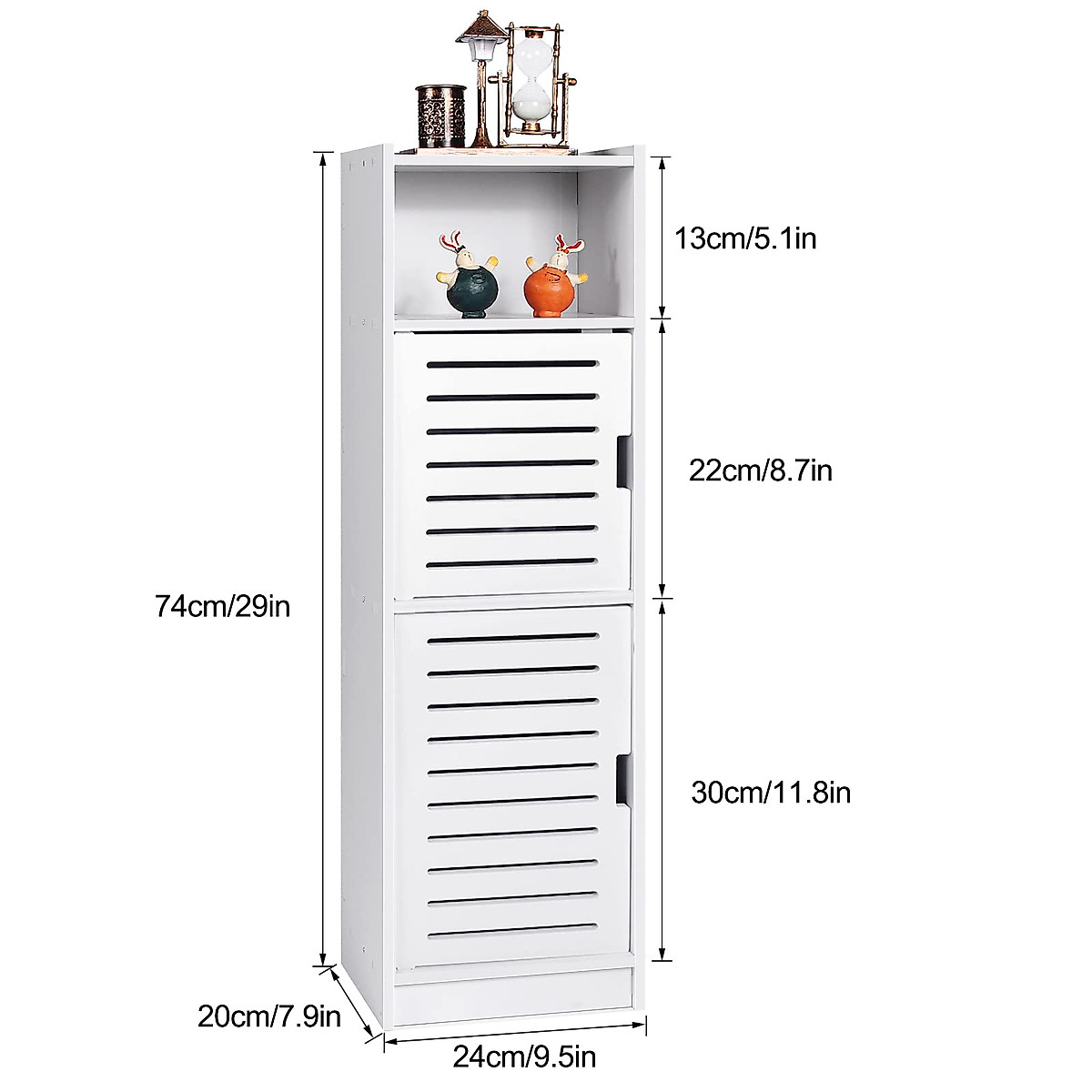 NOKAMW White Floor Standing Waterproof Bathroom Cabinets,Storage Accessories Cabinet for Bathroom,Furniture for Bathroom Bedroom Hallway,Storage Cupboard Unit with Daily use Layer 29x7.9x9.5inch