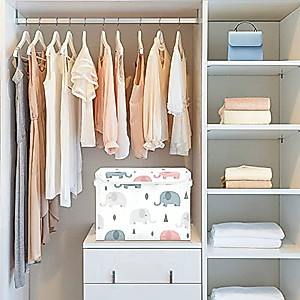 innewgogo Elephant Storage Bins with Lids for Organizing Cube Cubby with Handles Oxford Cloth Storage Cube Box for Study Room