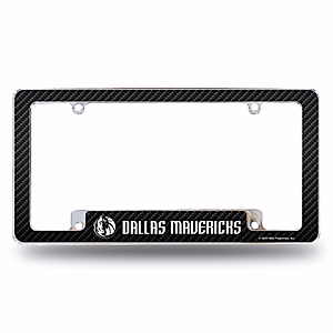 Rico Industries NBA Dallas Mavericks Carbon Fiber 12" x 6" Chrome All Over Automotive License Plate Frame for Car/Truck/SUV
