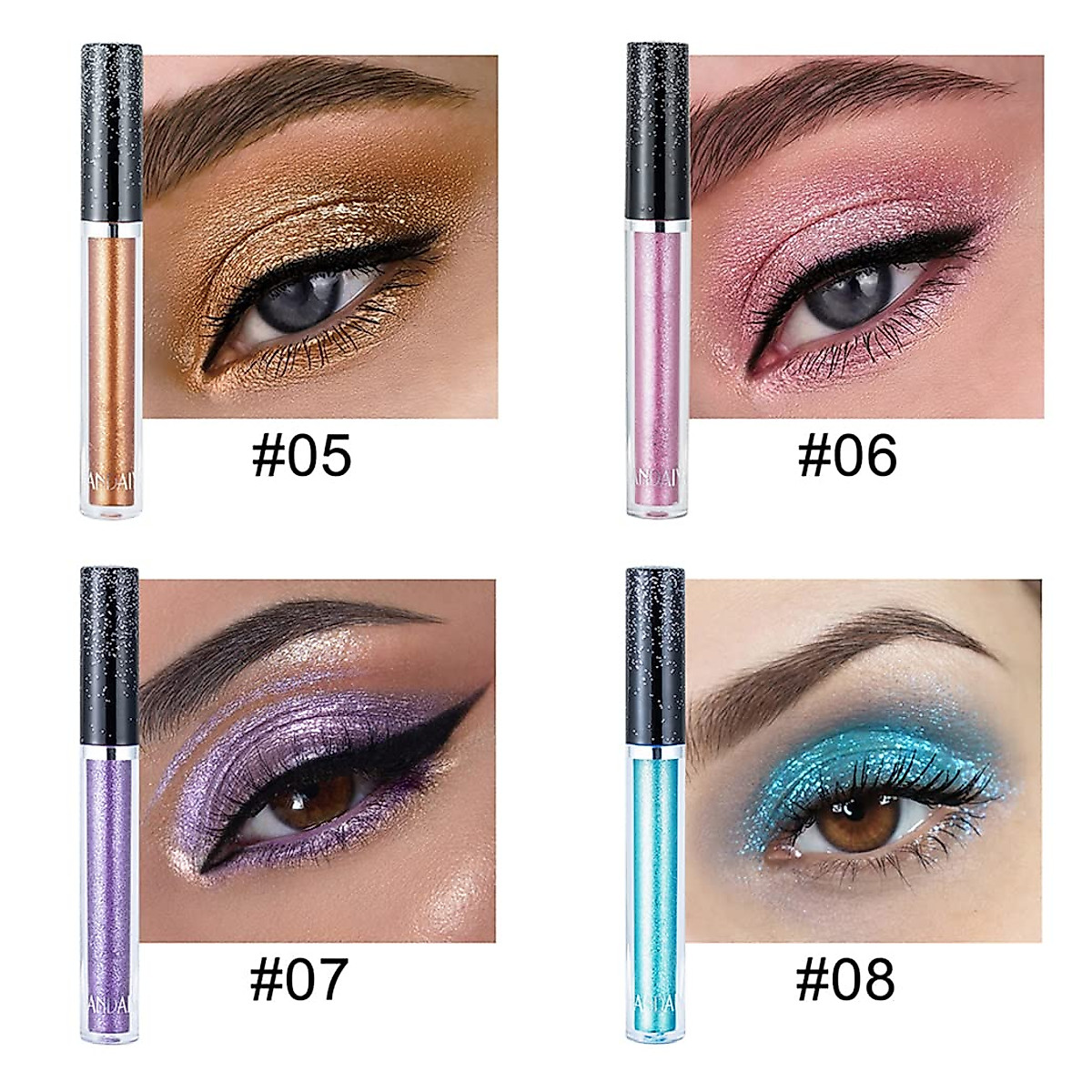 BestLand 12 Colors Liquid Glitter Eyeshadow Set, Multi-dimensional Metallic Glitter Shimmer Smokey Eye Looks Waterproof Long Lasting Quick-Drying Sparkling Eye Shadow Makeup Kits