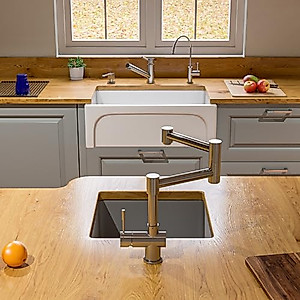 ALFI brand AB2038 Solid Retractable Single Hole Kitchen Faucet, Polished Stainless Steel