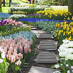 4pcs Tactile Paving Tiles Rubber Blind Road Bricks Patio Deck Tiles Outdoor Sidewalk Pad Walkway Floor Stickers for Pathway Garden Poolside Balcony