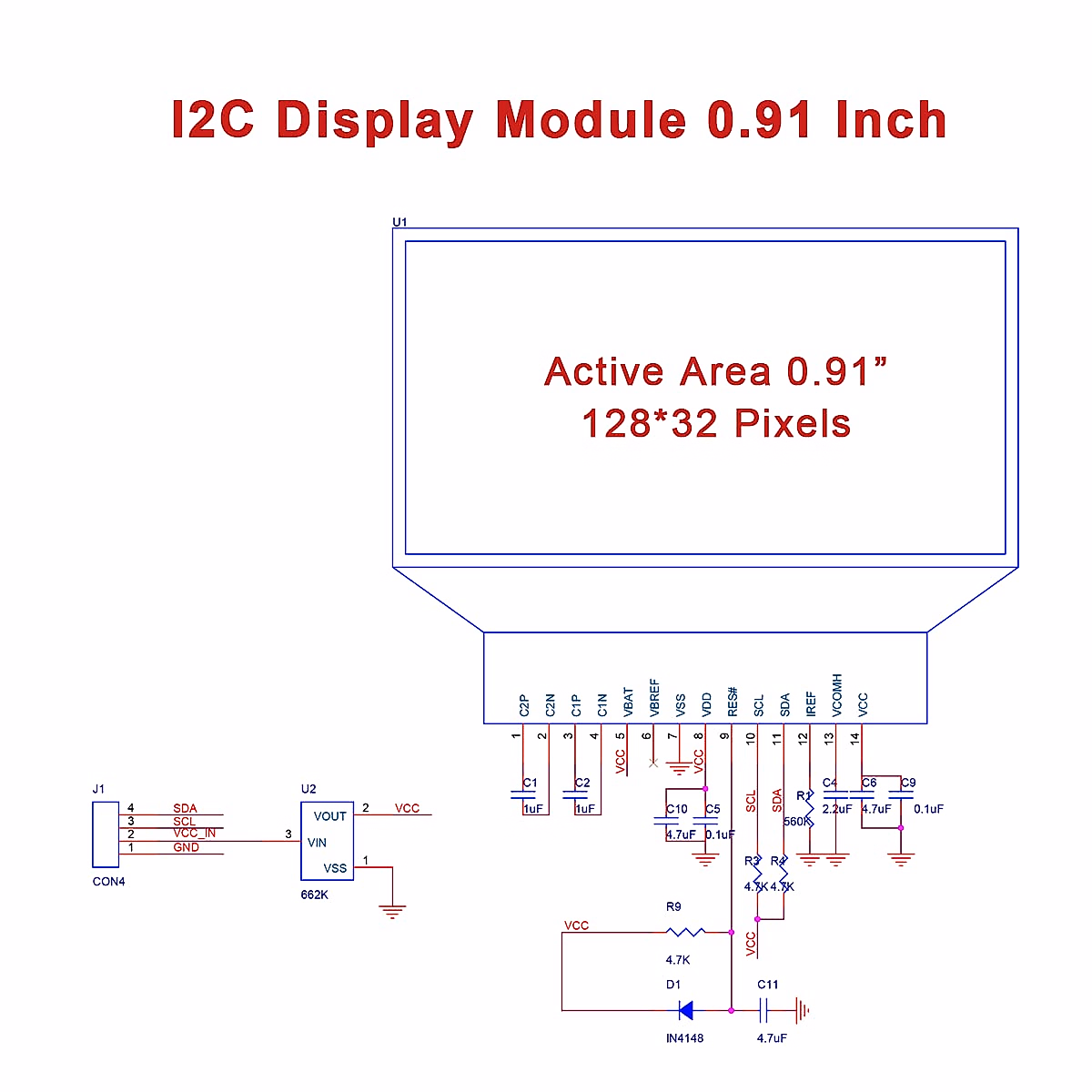 Hosyond 5 Pcs 0.91 Inch I2C OLED Display Module IIC OLED Screen DC 3.3V~5V Compatible with Arduino Raspberry PI (White Display Color)