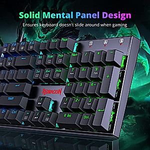 Redragon Mechanical Gaming Keyboard with Red Switches, Wired Keyboard Mechanical with RGB Backlit, Fully Progammable, Durable Aluminum Frame, Anti-Ghosting for PC Windows Mac, K565, Black