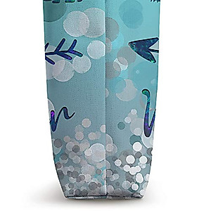 Teal Blue Purple Floral Mama Bear Three Cubs Light Blue Tote Bag