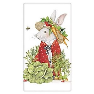 Mary Lake Thompson Flour Sack Towel - Rabbit in Veggie Hat