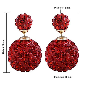 Shiny Rhinestone Double Sided Earrings, Sparkling Crystal Ball Stud Earrings, Two Side Front and Back Earrings, Tribal Pierced Earrings for Women