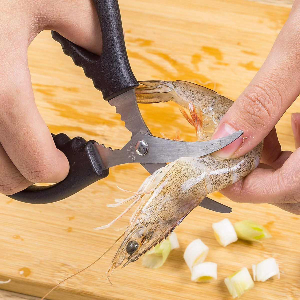 4PCS Seafood Scissors Crab Scissors Stainless Steel Seafood Fish Crab Shrimp Lobster Scissors for Kitchen, Multifunctional Crab Leg Crackers and Tools Black