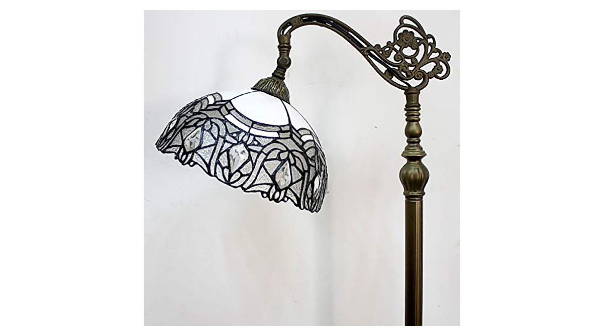 WERFACTORY Tiffany White Stained Glass Arched Floor Lamp