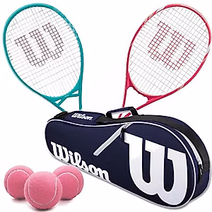 Wilson Essence + Tempest Pro Lite Tennis Racquet Doubles Bundle w (1) Advantage II Tennis Bag (Pink) and (3) Pink Tennis Balls