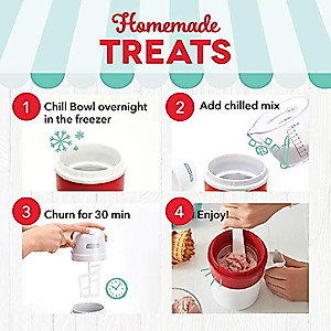 Dash My Pint Electric Ice Cream Maker Machine, 0.4qt-White & DMW001RD Mini Maker for Individual Waffles, Hash Browns, Keto Chaffles with Easy to Clean, Non-Stick Surfaces, 4 Inch, Red