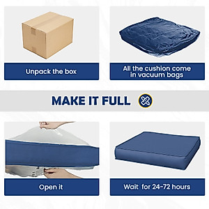 UDPATIO Outdoor Cushions for Patio Furniture, 4'' Replacement Cushions for Outdoor Furniture, Set of 4 Water-Resistant Outdoor Sectional Cushions for Sofa Couch Chair (Navy)