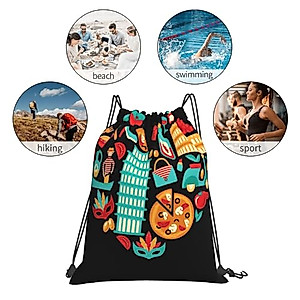 Delhiponics Heart Element Illustration Drawstring Backpack Waterproof Gym Sports Trave String Bag Adjustable Lightweight Drawstring Bag Sports Dance Sackpack