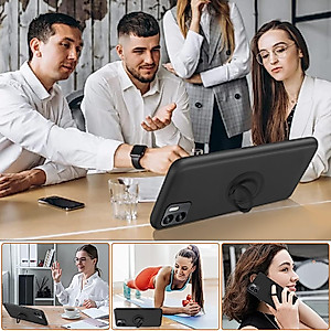 for Xiaomi Redmi A1/Redmi A2 Phone Case with Glass Screen Protector, 360° Rotatable Ring Holder Magnetic Kickstand/Stand Silicone TPU Shockproof Protective Cover Case for Xiaomi Redmi A1 4G - Black