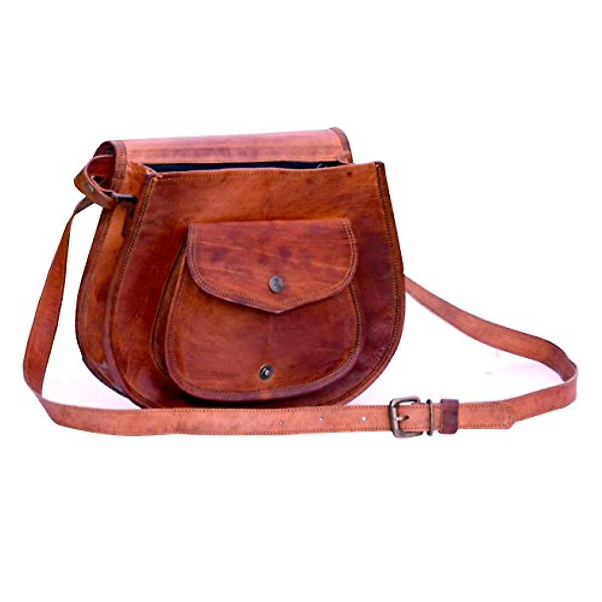 IndianHandoArt 10" Inch Distressed Leather Women's Hippe Leather Purse Crossbody Shoulder Bag Travel Satchel Handbag Ipad Bag.