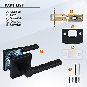 NEWBANG (5Pack) Hall/Closet Lever Handle Lock in Aged Matt Black- Door Lock Handle in Matt Black for Passage Door,HD1601-DB-PS-5P