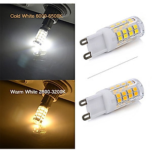 ziyidianzhi G9 LED Dimmable Light, 5 Watts Replacement for 40 Watts Halogen G9 Bulb, Warm White 3000K, 360 Degree LED G9 Corn Crystal Light for Livingroom Bedroom Lighting(Pack of 5)