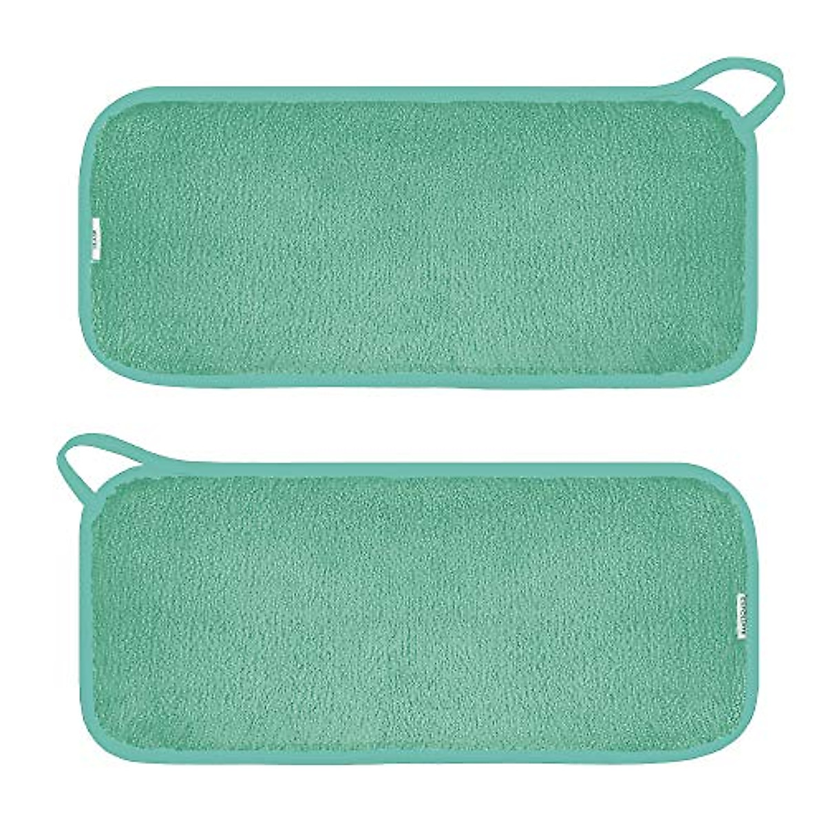 Makeup Remover Microfiber Face Cloths 2 pack, Reusable, 6 Hair Ties (2 Count, Seafoam)