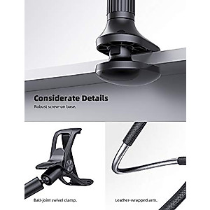 Lamicall Gooseneck Phone Holder for Bed - Overall Length 38.6in, Flexible Leather Wrapped Arm, 360 Adjustable Clamp Clip, Overhead Cell Phone Mount Stand for Desk, Compatible with All Cellphone (4-7”)