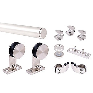 TMS 5FT European Modern Satin Stainless Steel Sliding Barn Wood Door Closet Hardware