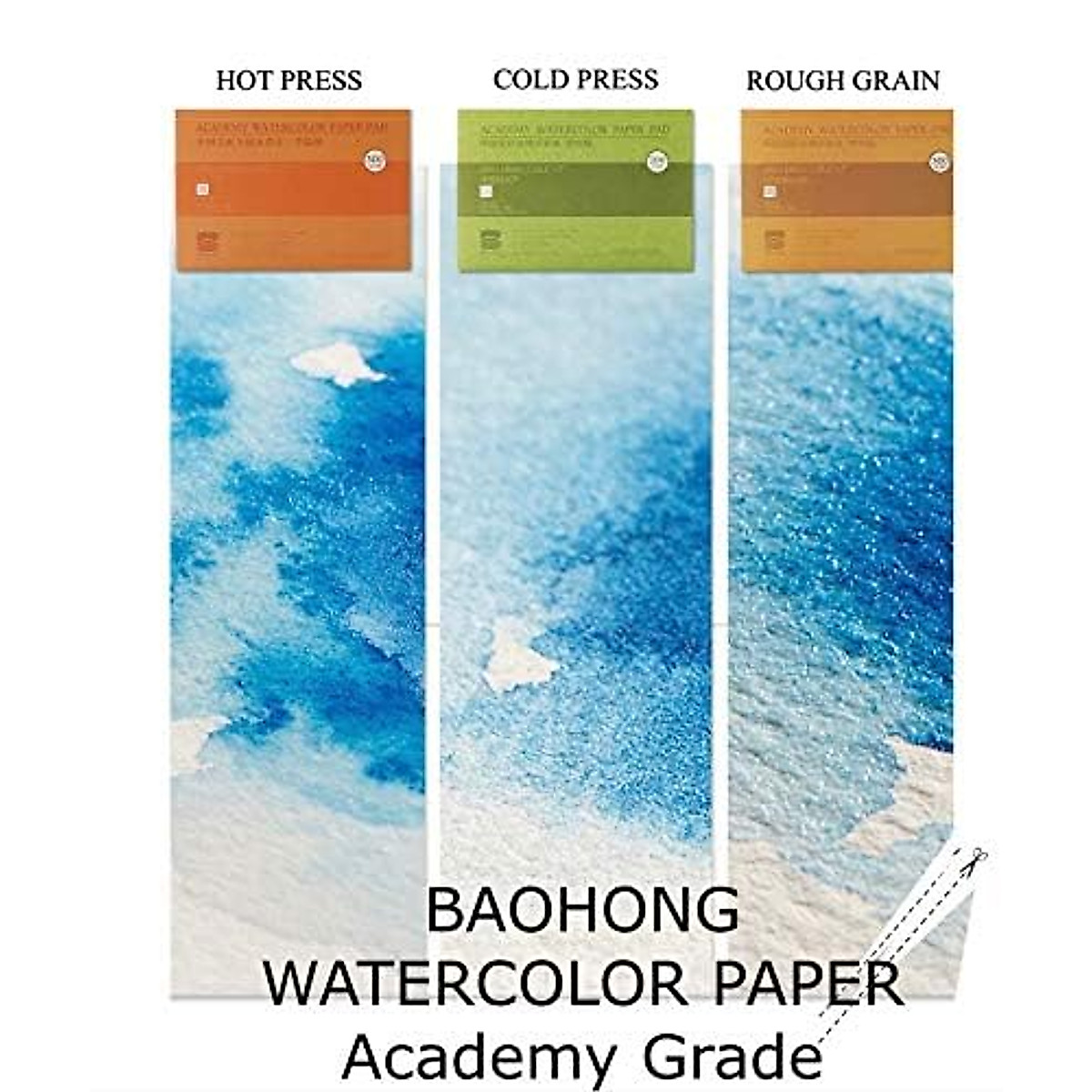 Watercolor Paper Block, BAOHONG Academy Grade Watercolor Block, 100% Cotton, Acid-Free, 140LB/300GSM, Cold Press Textured, 20 Sheets per Block (Cold Press 4.9"x7“”)