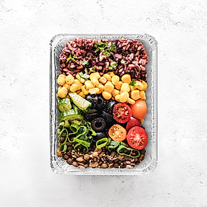 FUNSUEI 125 Pack 2.25 Lbs 8.5 x 6 x 2 Inch Aluminum Pans, Disposable Aluminum Foil Pans with Clear Lids for Baking, Cooking, Heating, Takeout