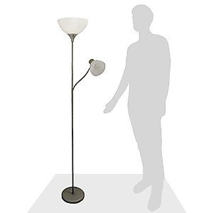 Simple Designs LF2000-SLV Mother-Daughter Floor Lamp with Reading Light, Silver